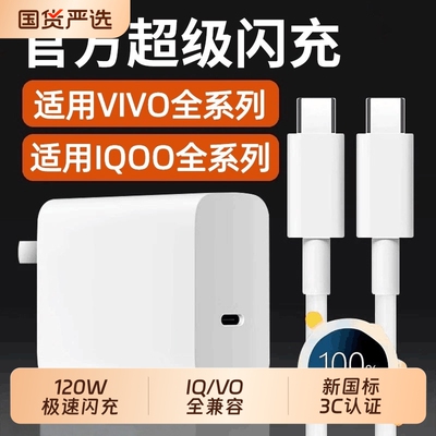 适用VIVOiQOO13充电器120超级W闪充7/8/9手机充电头10/11/12Pro/Z9turbo/x200原套装厂快充双typec数据线正品