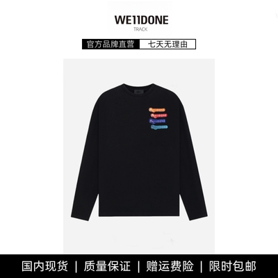 【现货】WE11DONE TRACK霓虹字母LOGO印花男女情侣款宽松长袖T恤