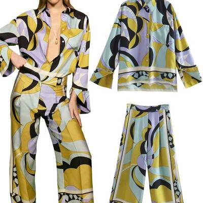 极速2022 Autumn Women Sets Vintage Flowers Print Home L.eisu