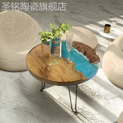 极速矽胶树脂模流面沙桌11943具胶DDIY水晶滴镜圆形河流桌矽胶模