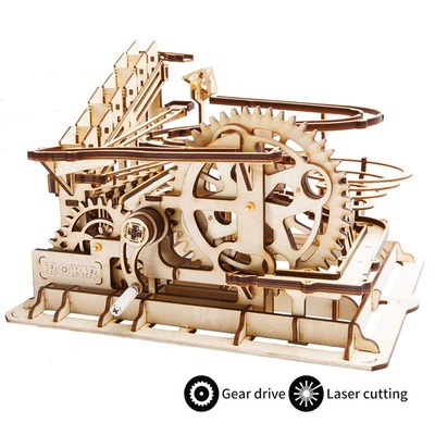 极速Robotime DIY Waterwheel Coaster  WoodMen Model Building