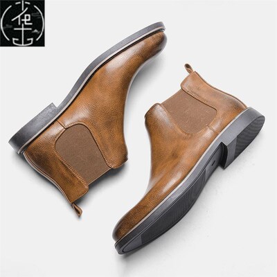 极速40~46 Chelse Boots Men Comfortble FshionR Lether Shoes
