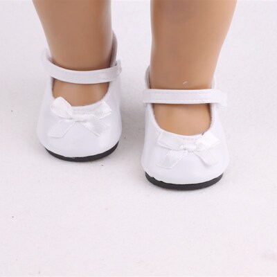 新品Beautiful Bow Lace Leuather Doll Shoes 7 cm For 18 Inch