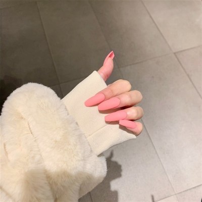 极速Nail Art Long Fake Nails Matte Ballet Tips PTress on Fal