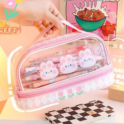 速发functiona+Pencilcase+Pen+Case+School+Supplies+For+Girls+