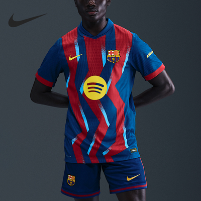 Nike/耐克官方正品2025男士拼接套头运动透气足球短袖FZ1311-432
