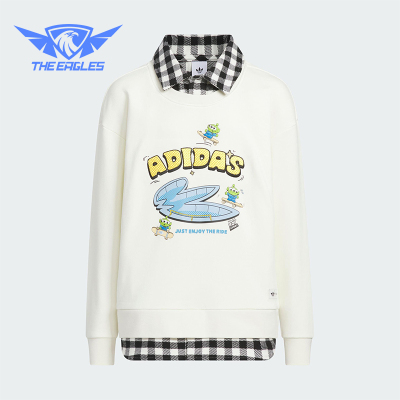 Adidas/阿迪达斯正品三叶草儿童假两件格经典纹领新款卫衣KF7346