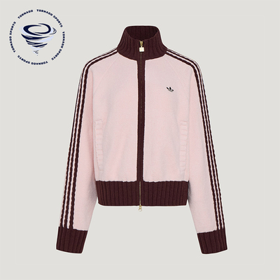 Adidas/阿迪达斯正品三叶草女士针织复古宽松三条纹外套KV8867