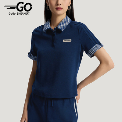 Adidas/阿迪达斯正品三叶草女士时尚柔软翻领短袖POLO衫KU9396