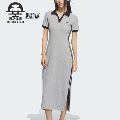 Adidas/阿迪达斯正品三叶草女士三条纹长款透气休闲连衣裙KF0318