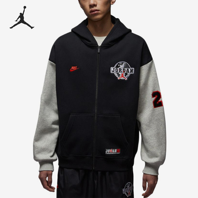 Nike/耐克正品JORDAN空新款男黑灰色连帽开衫卫衣IO9824-010