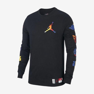 Nike耐克正品Jordan男士印花修身套头圆领透气长袖T恤AT8939-010