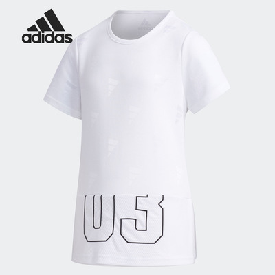Adidas/阿迪达斯正品YG EL SS TEE 大童装训练运动短袖T恤 FM9844