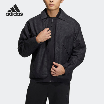 Adidas/阿迪达斯正品男子舒适拉链翻领运动休闲外套 HY5843