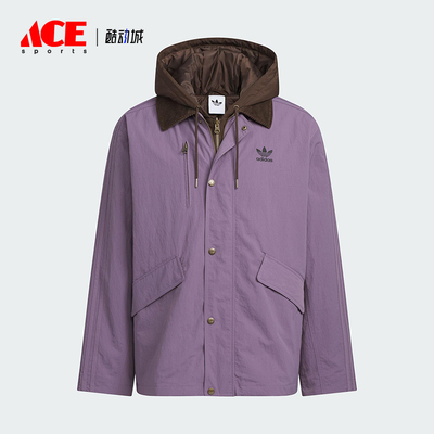 Adidas/阿迪达斯正品三叶草男士休闲连帽二合一复古棉服KW1240