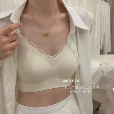 XIA夏夏-形细肩带蕾丝拼接吊带裸感无痕文胸抹胸美背内衣HS75721