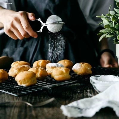 不锈钢可可粉糖霜撒粉器糖粉筛筛粉器面粉筛小筛子烘焙筛网粉筛球
