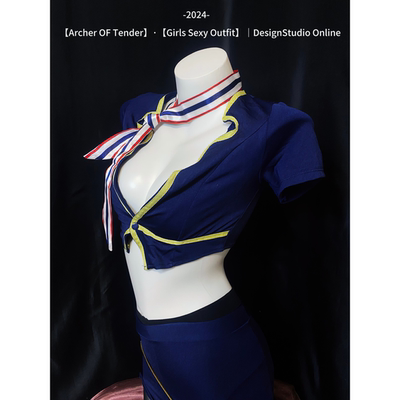 性感露腰短上衣诱惑女警制服套装