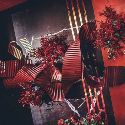 极速新款婚庆道具折纸纸瓦楞纸婚B礼现场布置装饰无拼接白色长波