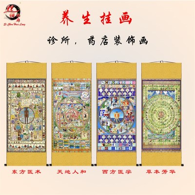 速发东方医术西方医学天地人芳草馆和华丝绸画养生本药店诊所装饰