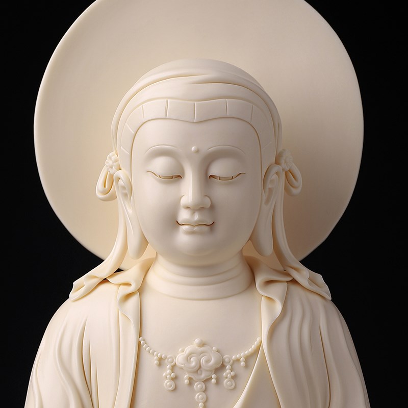 新品陶瓷地藏王菩萨猛犸牙黄大师林建平九华山地V藏佛像供奉摆件