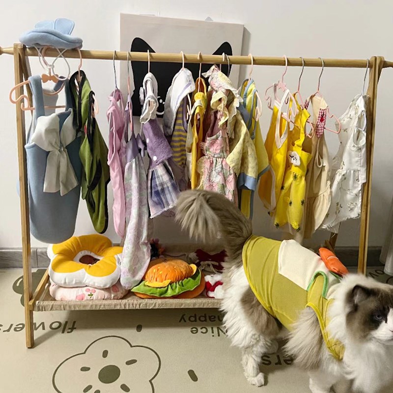 新品宠物a落地衣架猫咪狗狗专用小型挂衣架卧室落地收纳简易晾衣