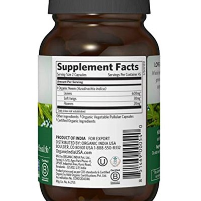 极速ORGANIC INDIA Neem SupplemGent, 90 Veg Capsules