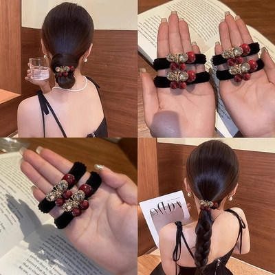 安可拉红色蝴蝶镶钻发圈