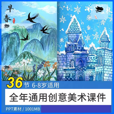 全年通用创意少儿童6-8岁画室培训机构美育PPT美术课件素材