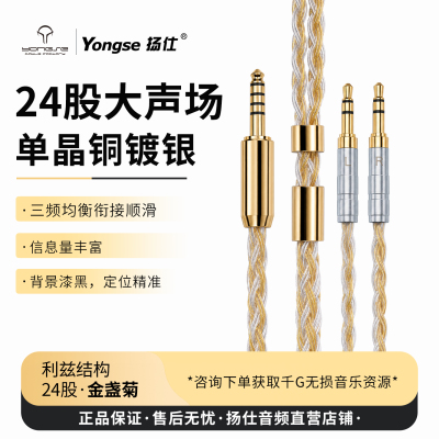 扬仕金盏菊单晶铜镀银耳机线