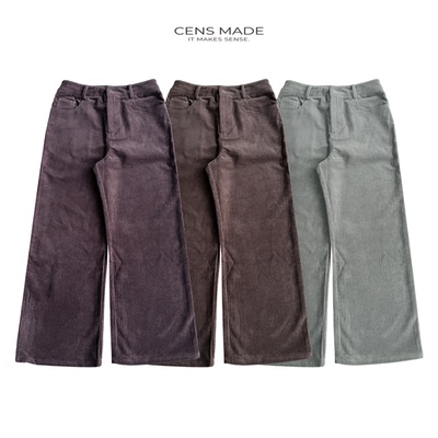 CENSMADE复古灯芯绒拼皮长裤