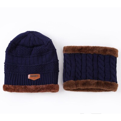 极速Hat Men women Winter Knit cap +scarf waNrm Ski Neck Wrap