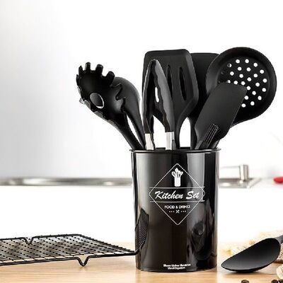 极速10Pcs Silicone Cooking Utensils Set Non-Stick Cookw.are