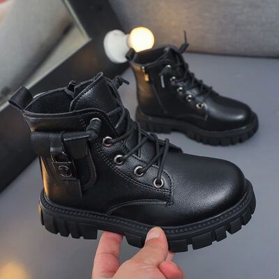 极速Autumn and Winter s Ankle oots EFashion on-ip o  Leather