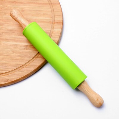 新品Wooden Handle Silicone Rollers Rolling Pin KidU Kitchen
