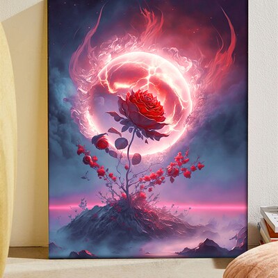 速发梦幻诧寂花0基础字数油画手绘油彩画丙烯填充减家压居装饰画