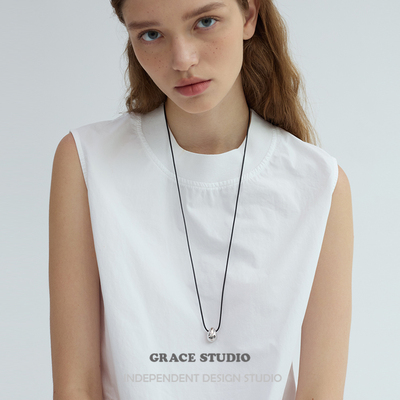 冷淡风水滴黑皮绳项链女2025新款