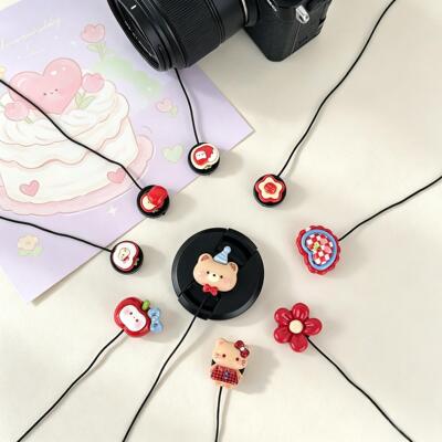 镜头盖防丢绳适用于富士索尼佳能镜头R50R10R8R6R518-45卡通可爱