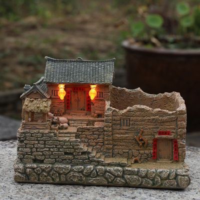 农家小院摆件复古建筑模型客厅桌面茶室家居装饰品送长辈礼物实用
