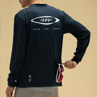 GIIKOM单口袋拉链O.ut.ffice.防晒速干骑行服长袖休闲通勤宽松T恤