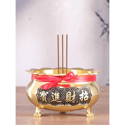香炉家用室内供奉供佛敬神拜财神铜合金上香插香熏香三足招财香炉