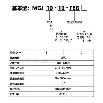 星辰TCM/MGJ6-5-15-20 /MGJ10-5-10-20-15微型三轴三杆带导杆气缸