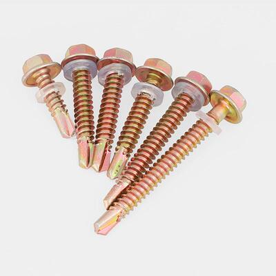 彩锌外六角自攻钻尾彩钢瓦燕尾螺丝钉M5.2*19x25x32x38x50x63x125