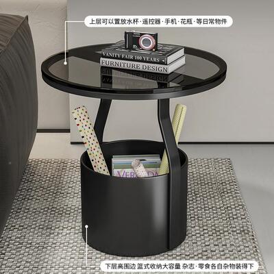 轻小奢沙发边几约小户型客厅岩板角几简阳台圆形QG-22112桌子酒茶