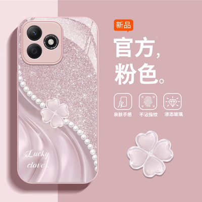 适用荣耀x60i手机壳新款x50pro山茶花honor防摔x40i可爱女网红x20se夏日x30金属漆玻璃9x高级感8x全包GT潮1