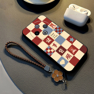 适用VIVOY系列格子小熊手机壳