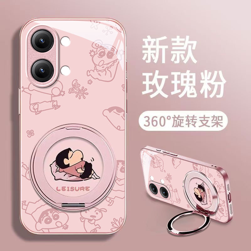 适用红米turbo4pro卡通小新turbo5max手机壳3女redmi新款防摔保护套高级感轻奢风外壳创意新品全包创意支架