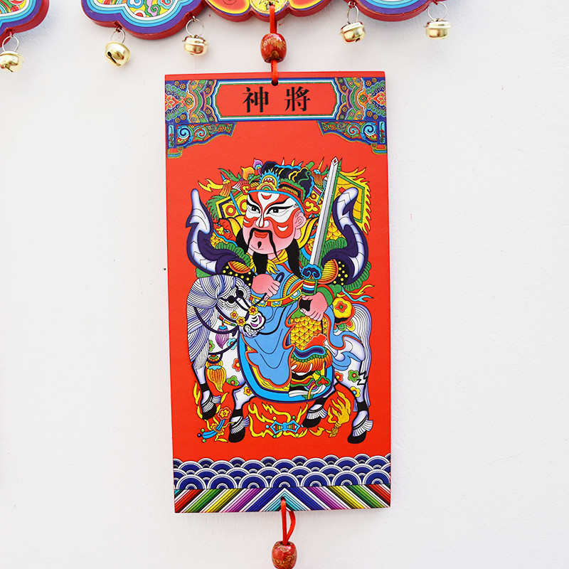 秦琼敬德木质门神挂件挂牌民间特色手工艺品大门怀旧复古新年装饰