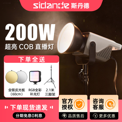 斯丹 德光域200W 专业COB直播补光灯双色温通用可调摄影摄像主播直播间录制影棚常亮高效大功率氛围感摄影灯