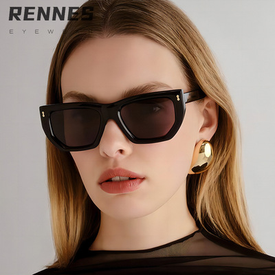 雷恩新款欧美简约装饰米钉多边形太阳镜男女户外遮阳墨镜Sunglass